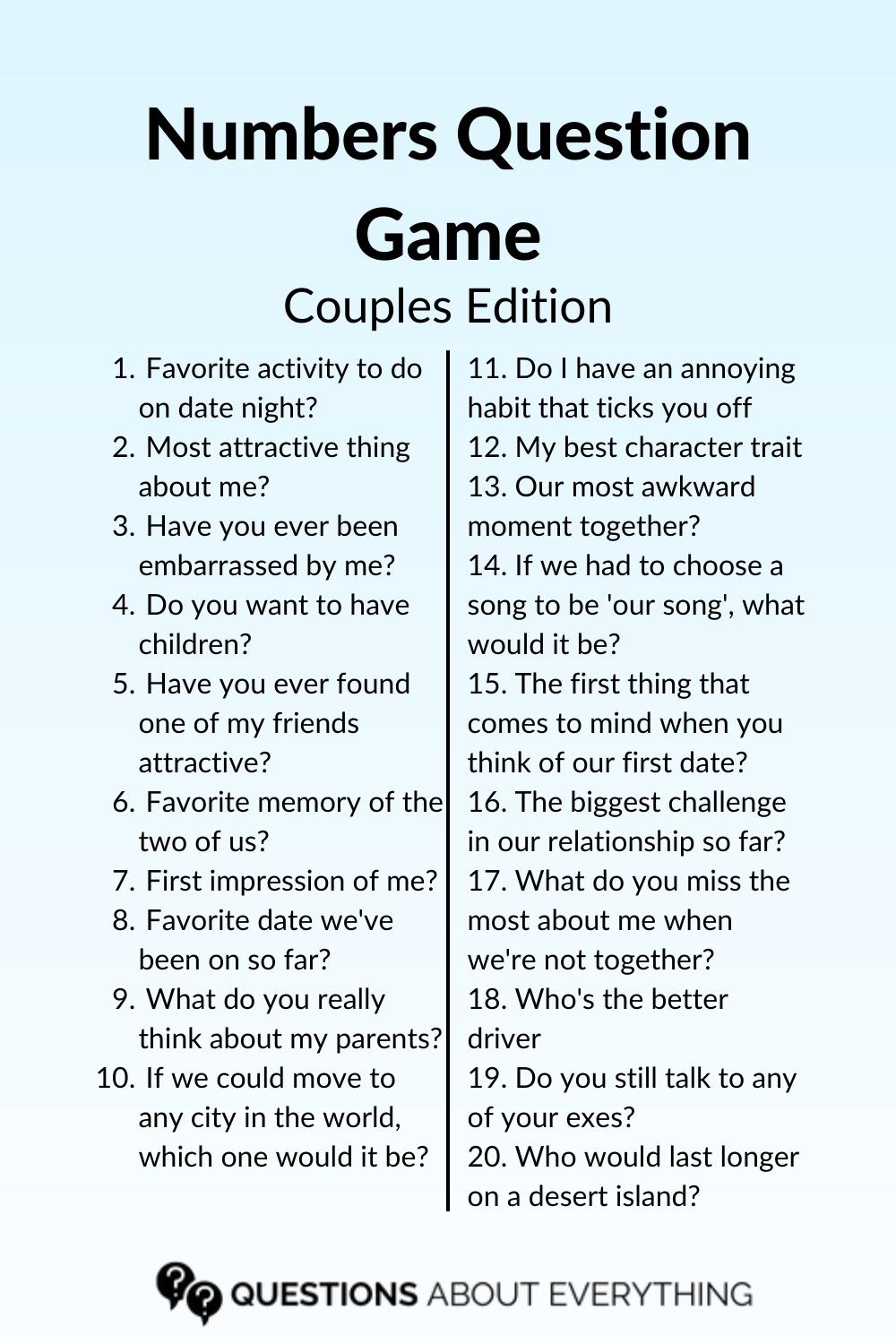 Numbers Question Game: 105 Fun Pick a Number Questions